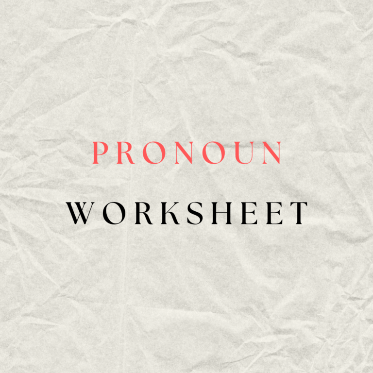 Pronoun Worksheet for Class 5 with Answers